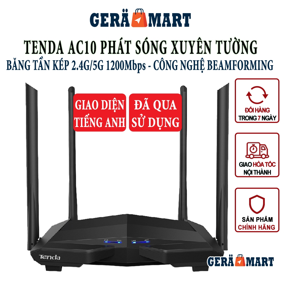 Router Wifi Tenda AC10 phát sóng xuyên tường mạnh mẽ băng tầng kép 2.4G ...