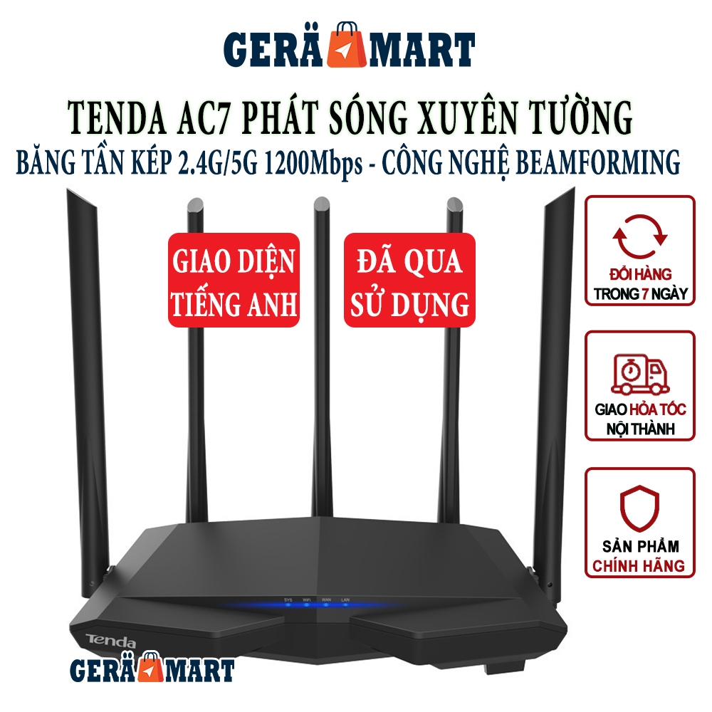 Router Wifi Tenda AC7 phát sóng xuyên tường mạnh mẽ băng tầng kép 2.4G ...