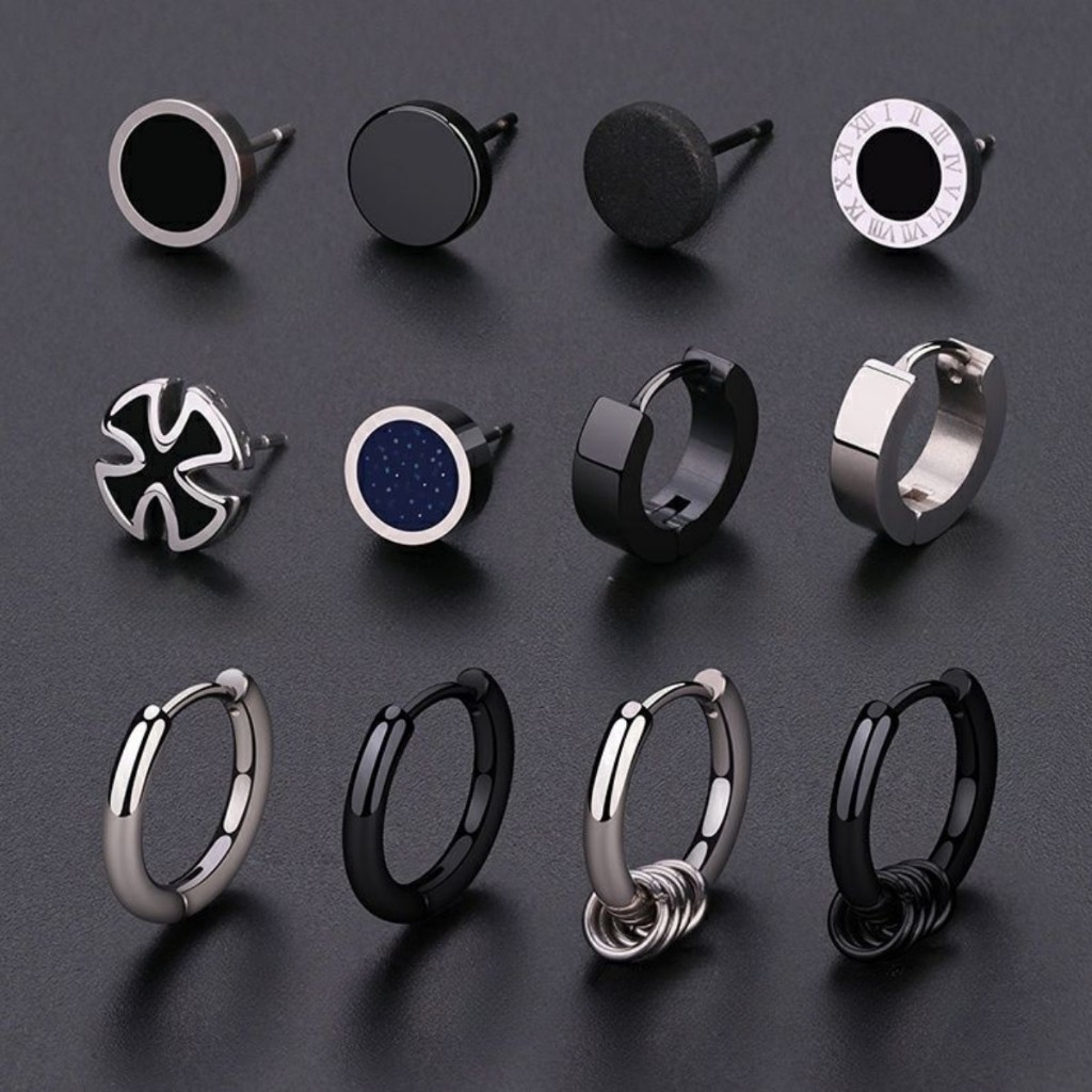 Khuyên tai nam nữ titan xỏ lỗ thép titan không gỉ Migin bông tai titan ...