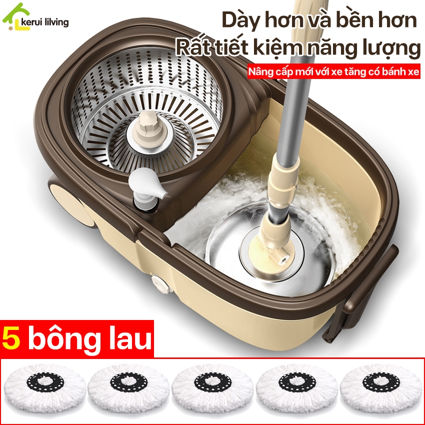 Bộ lau nhà AISHA,cây lau sàn nhà,cây lau nhà xoay 360 độ,Dụng cụ vệ ...