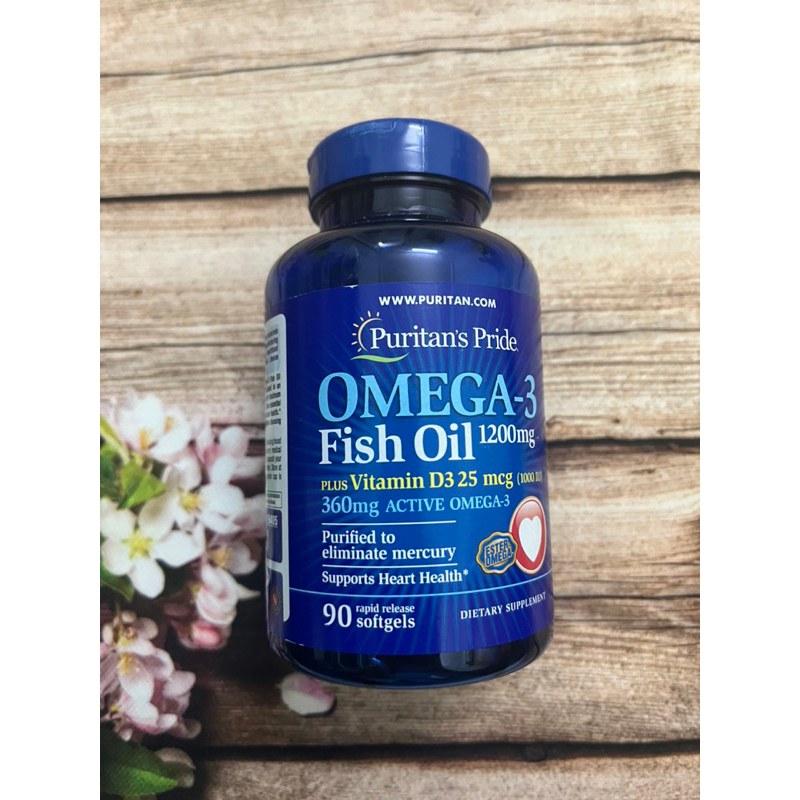 [Bill US] Viên uống dầu cá D3 PURITAN'S PRIDE Omega 3 Fish Oil 1200mg + Vitami D3 1000 IU 90 ...