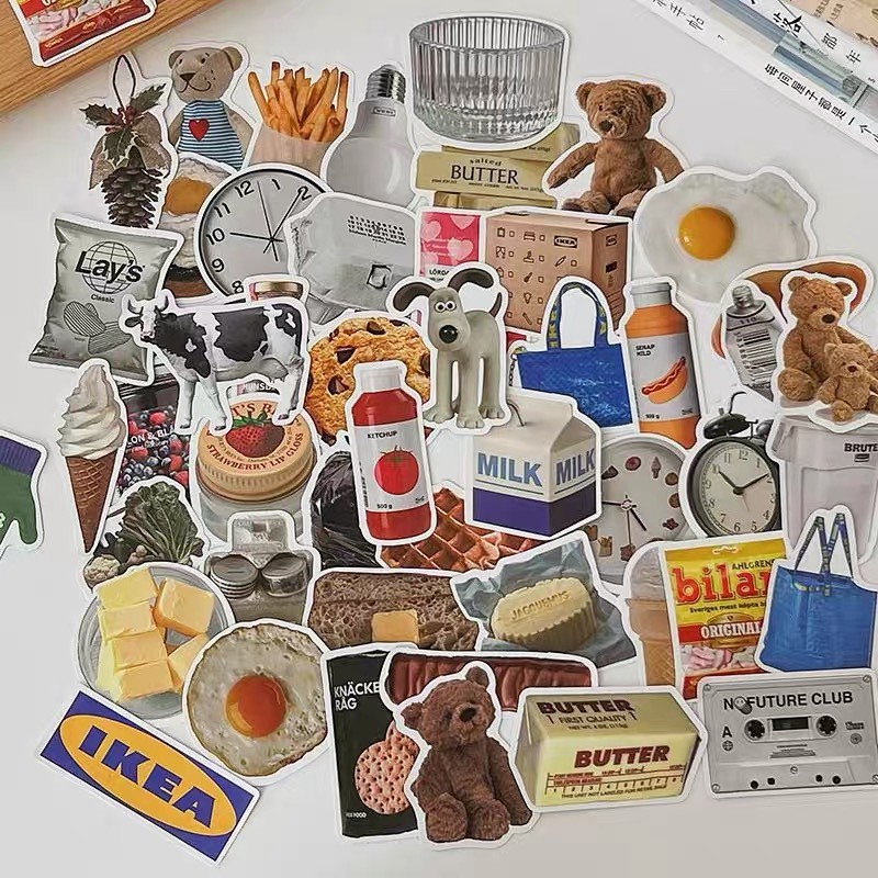 [Set 50 - S1] Sticker Đồ Vật Tem Seal Hình Dán Trang Trí Sổ Giấy Quà ...