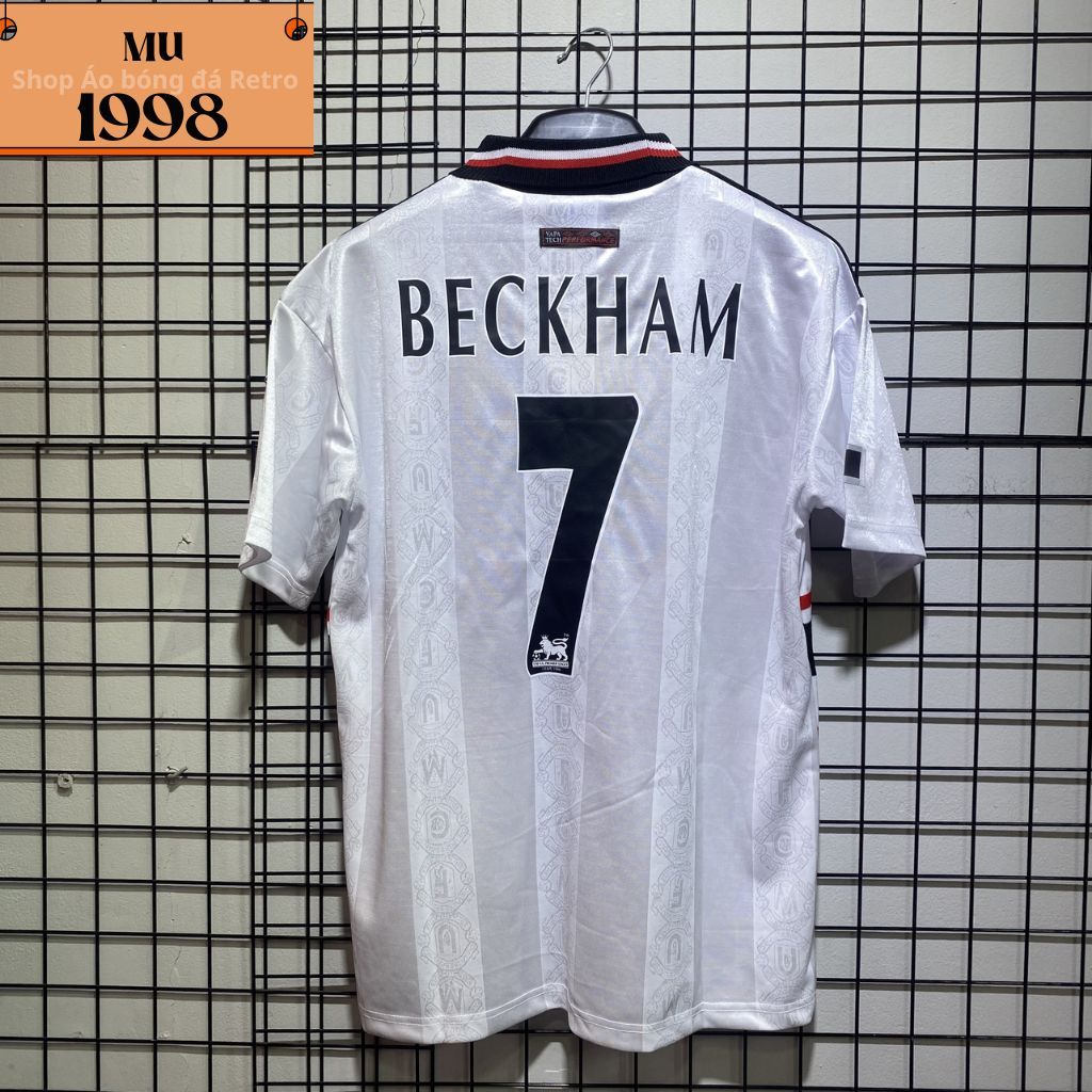 Áo bóng đá retro MU 1998 trắng In Beckham-7 vải Cotton Polyester nguyên ...