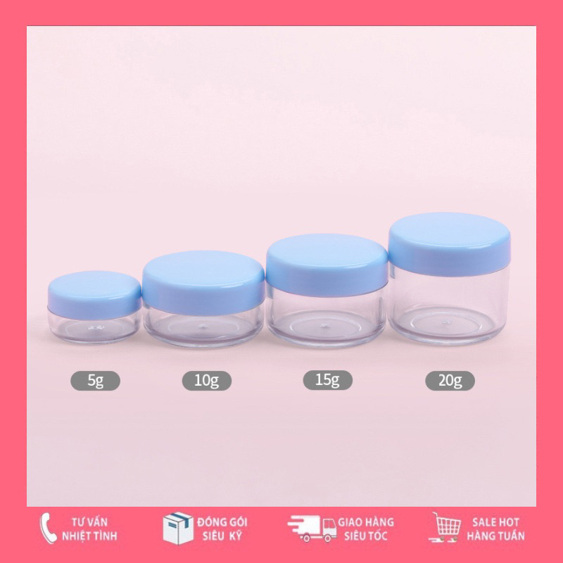 5g 10g 15g 20g HŨ NHỰA TRÒN NẮP XANH LAM ĐỰNG KEM - HỦ KIẾNG - HỘP LỌ NHỰA NHỎ CHIẾT MỸ PHẨM ...