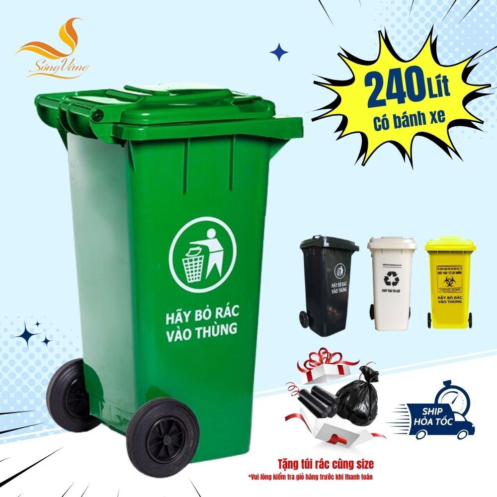 Thùng rác y tế, thùng rác công cộng có bánh xe 240 lít | Shopee Việt Nam