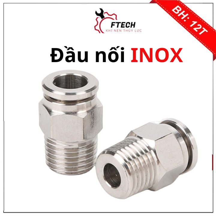 Đầu nối nhanh INOX PC04-M5/PC04-01/PC04-02 ren M5/01/02 chất liệu INOX ...