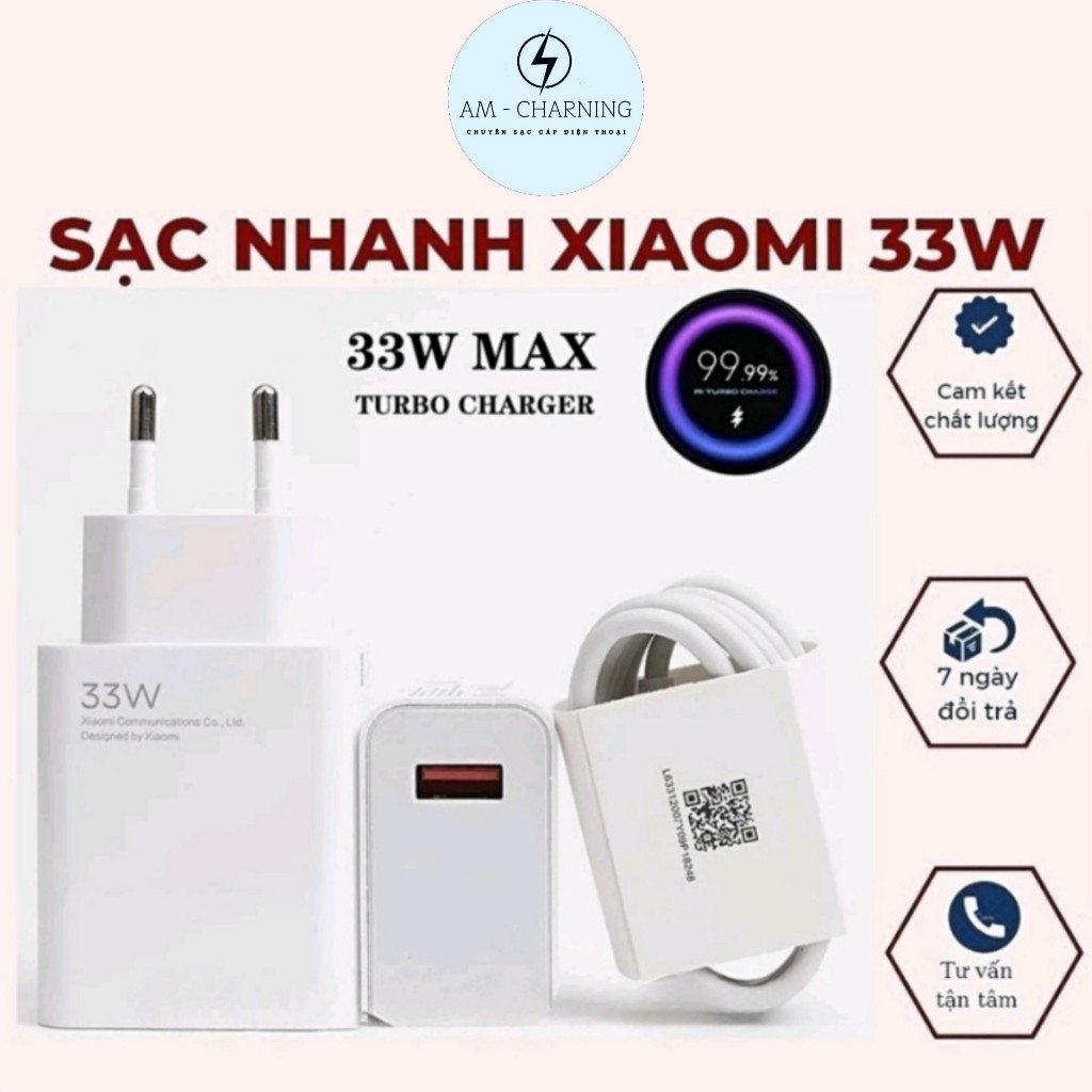 Bộ Sạc Nhanh Xiaomi 33W Chính Hãng - Mi Charge Turbo 33W Siêu nhanh ...