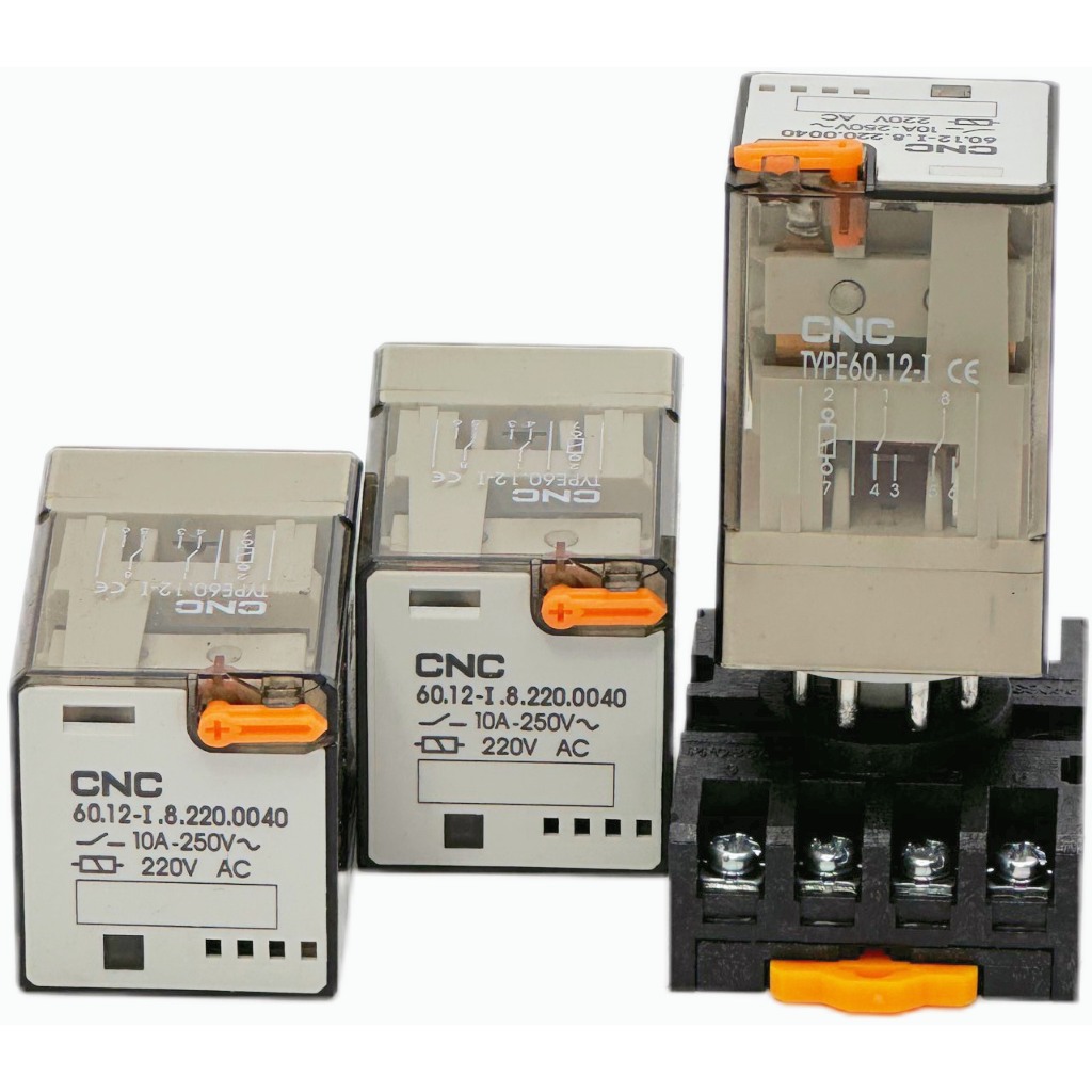 RELAY TRUNG GIAN, RƠ LE TRUNG GIAN CNC 60.12 ( TẶNG KÈM ĐẾ), RELAY 8 CHÂN TRÒN 220VAC/ 24VDC ...