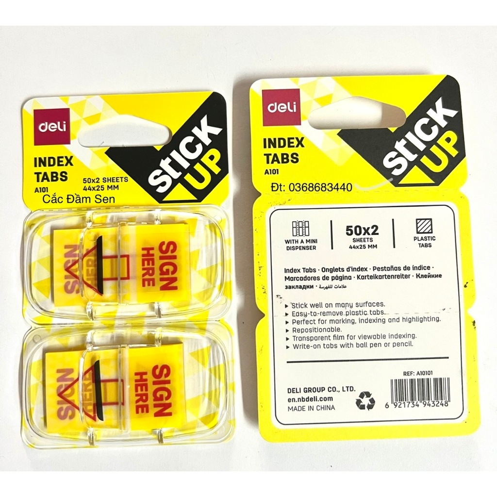 Giấy note trình ký sign here deli A101, Miếng dán trình ký sign here ...