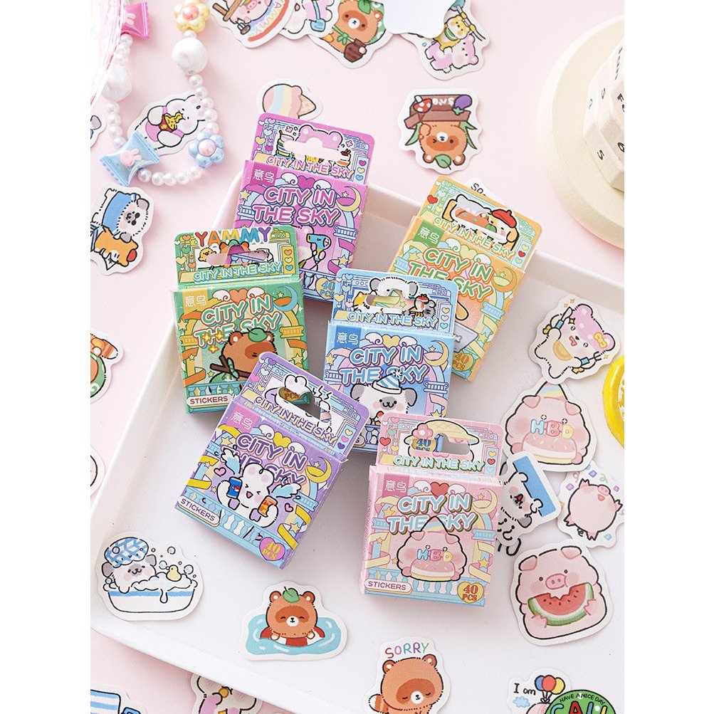 Hộp 40 miếng sticker rời hình thú - shop Liam | Shopee Việt Nam