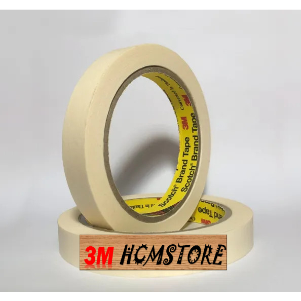 3M 320 12mm dài 27m - Băng Keo giấy ĐA DỤNG màu trắng ngà kết dính tức thì chuyên che sơn, làm ...