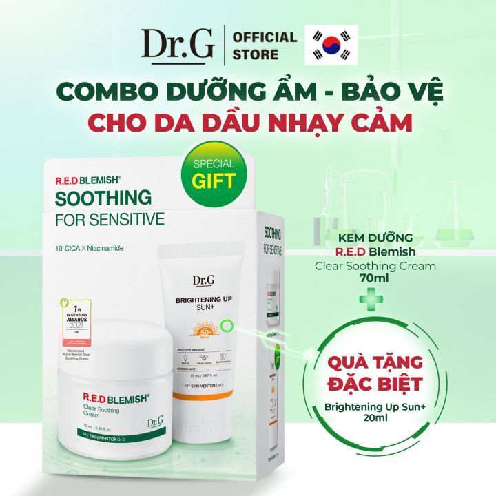 Set Kem Dưỡng Dr.G R.E.D Blemish Clear Soothing Cream 70ml Tặng Kem Chống Nắng Dr.g Brightening ...