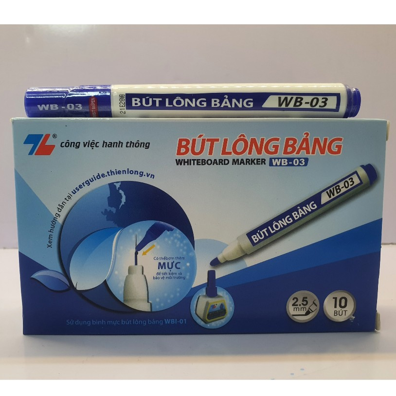 Hộp 10 Cây Bút lông bảng Thiên Long WB03 xóa được dùng viết bảng trắng ...