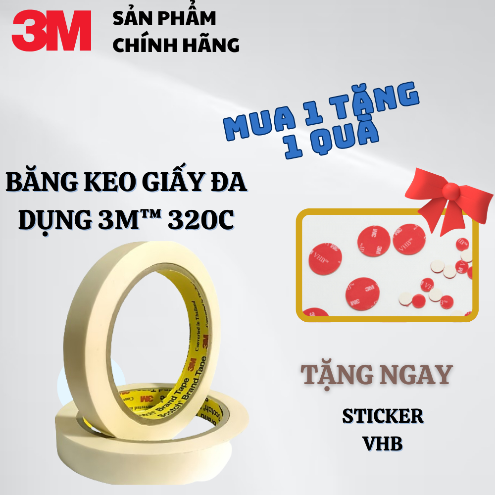 Băng keo giấy đa dụng 3M 320C, màu trắng ghi, mỏng 0.15mm | Shopee Việt Nam