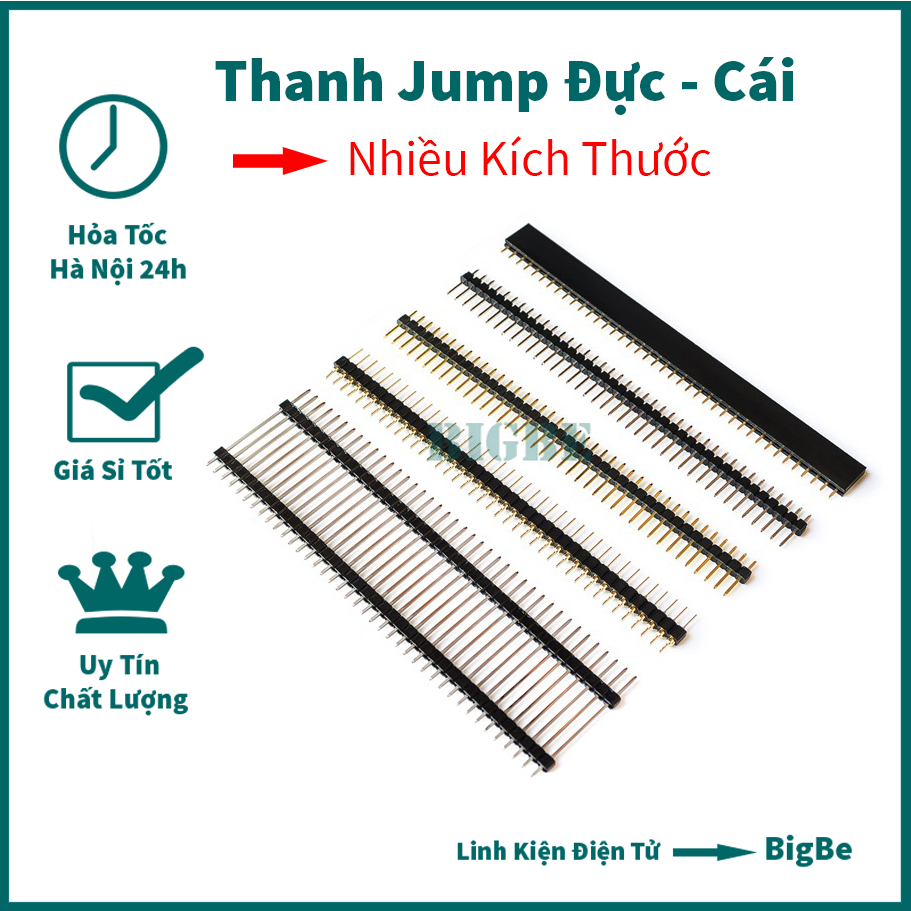 Thanh Jump Đực/Cái Đơn/Đôi Thẳng/Cong nhiều kích thước 1*40P 2.54mm 2 ...
