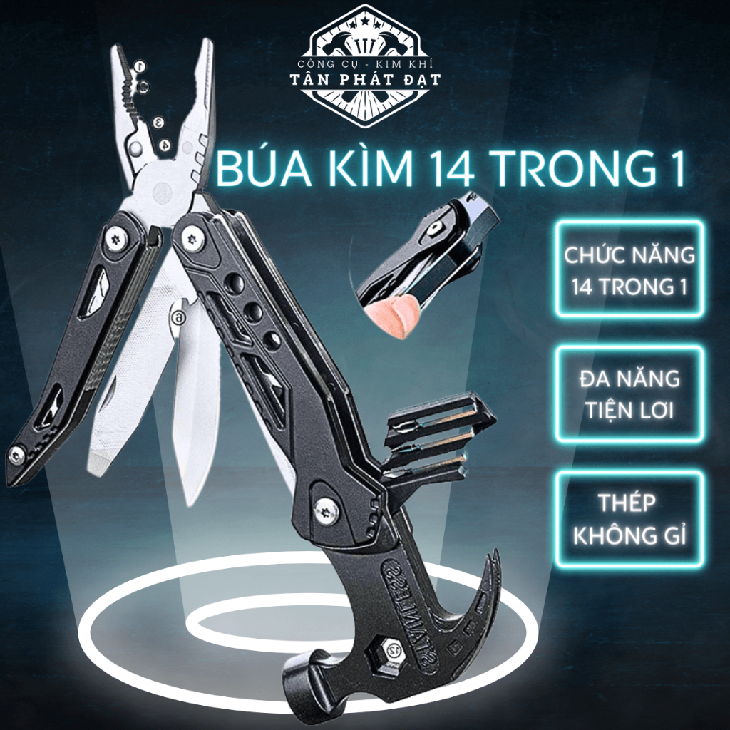 Búa kìm 14 trong 1 đa năng, Kìm búa gấp gọn tiện lợi 14 chức năng chất ...