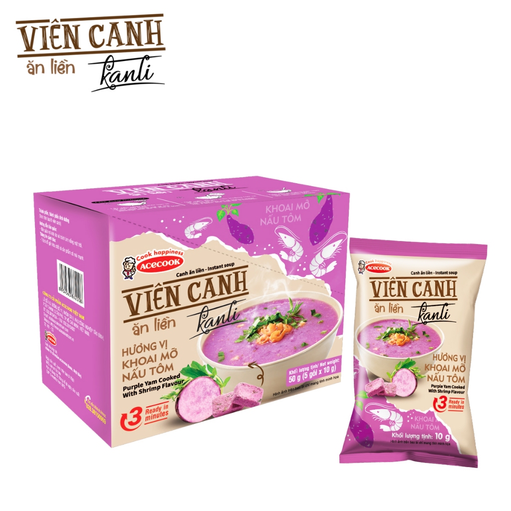 HỘP 5 VIÊN CANH ĂN LIỀN HƯƠNG VỊ KHOAI MỠ NẤU TÔM PURPLE YAM COOKED ...