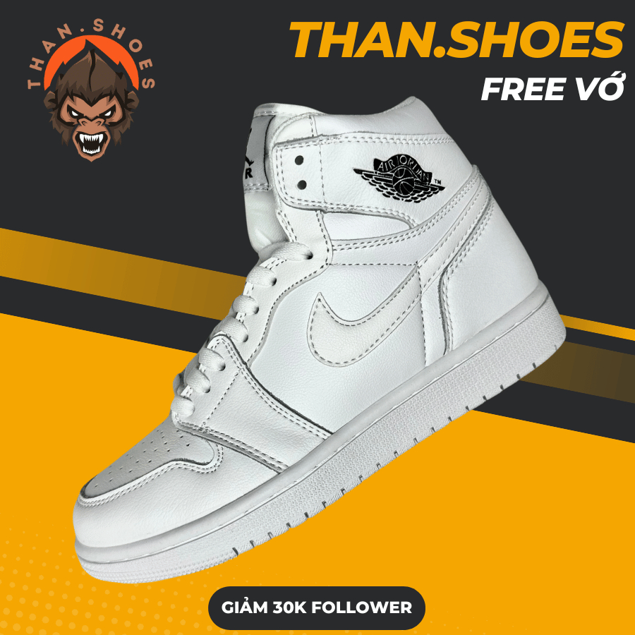 Giày TS1 Retro High White Cool Grey, TS1 Cao Trắng Logo Đen - Than ...