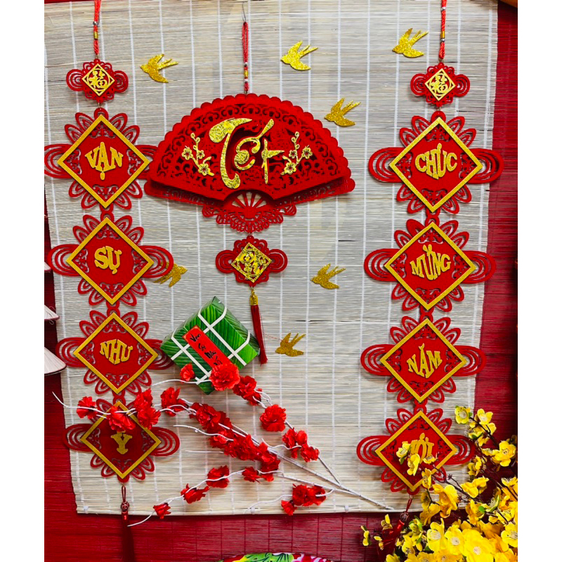 sét trang trí Tết có cả mành phụ kiện mành ngang 80x1.2 m | Shopee Việt Nam