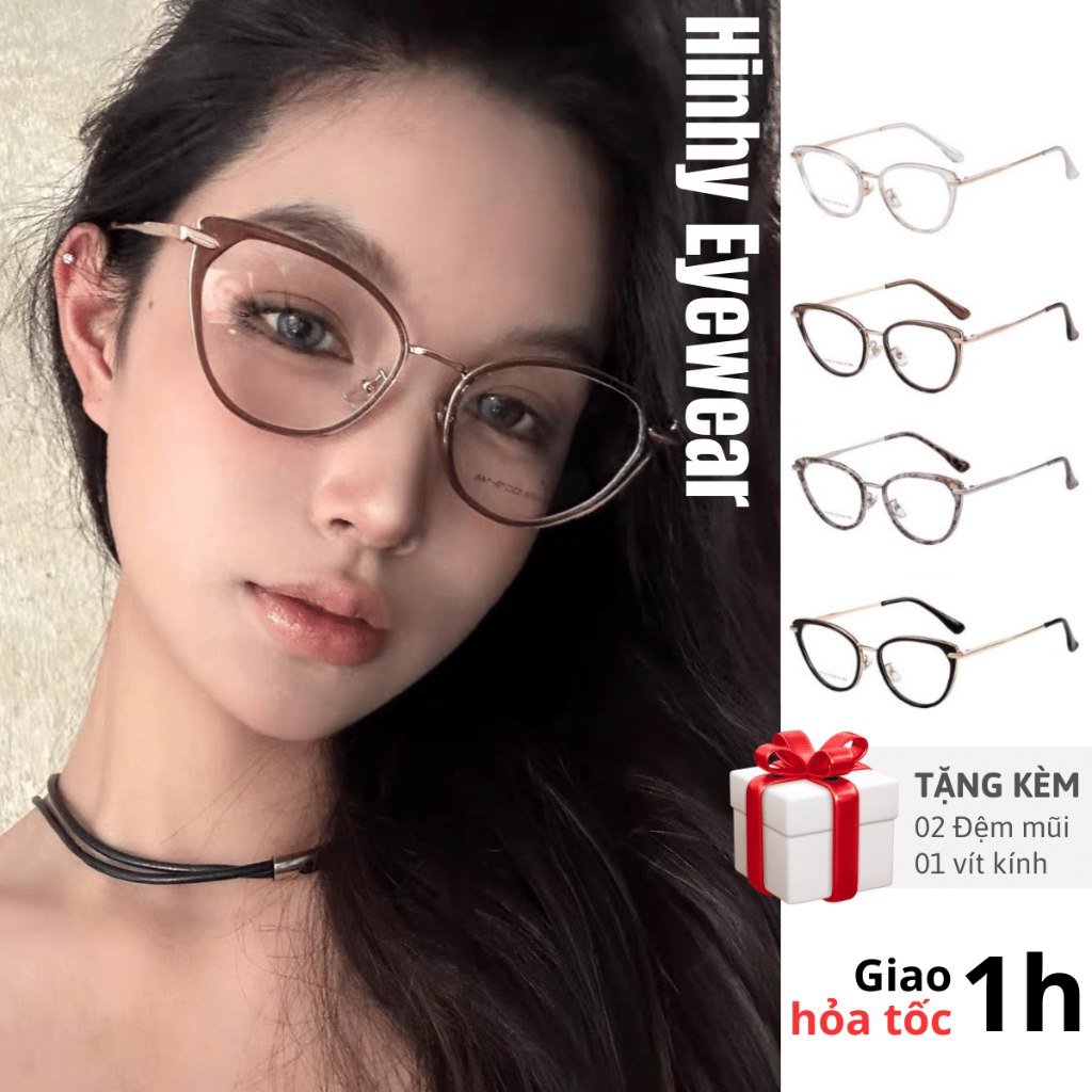 Gọng Kính Cận Mắt Mèo Kim Loại Cao Cấp Loại 1 Giả Cận Thời Trang Nữ ...