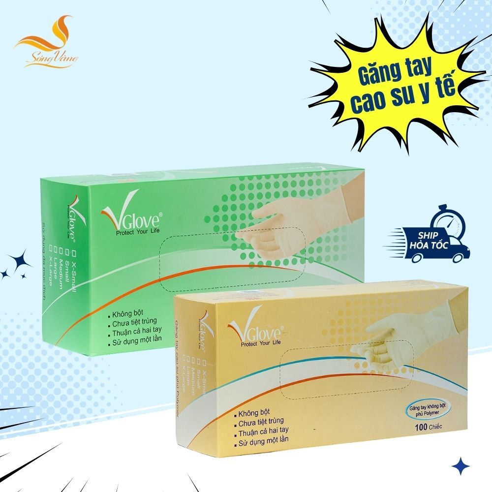 Găng tay cao su y tế VGlove không bột | Shopee Việt Nam