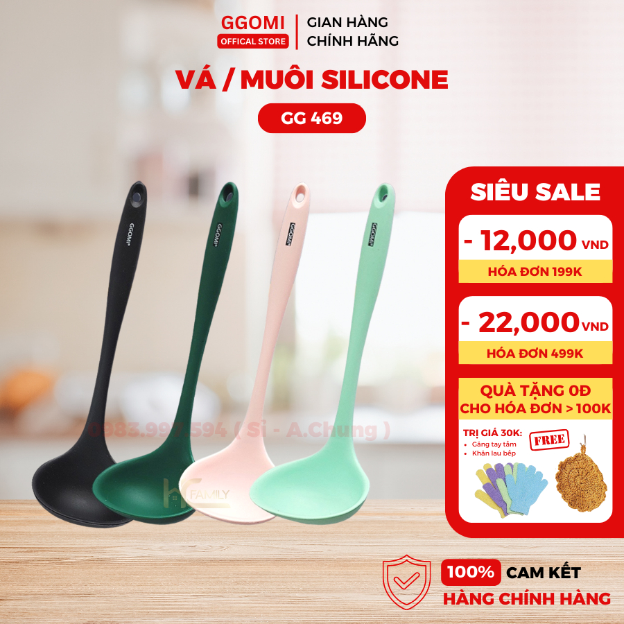 Muôi/ Muỗng/ Vá múc canh bằng Silicone Ggomi GG469 chịu nhiệt an toàn, màu sắc sặc sỡ | Shopee ...