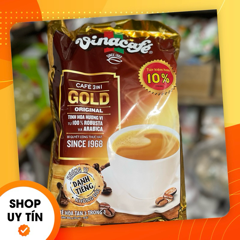 Vinacafe GOLD Cafe 3 in 1 40 gói 800g (Date xa) | Shopee Việt Nam