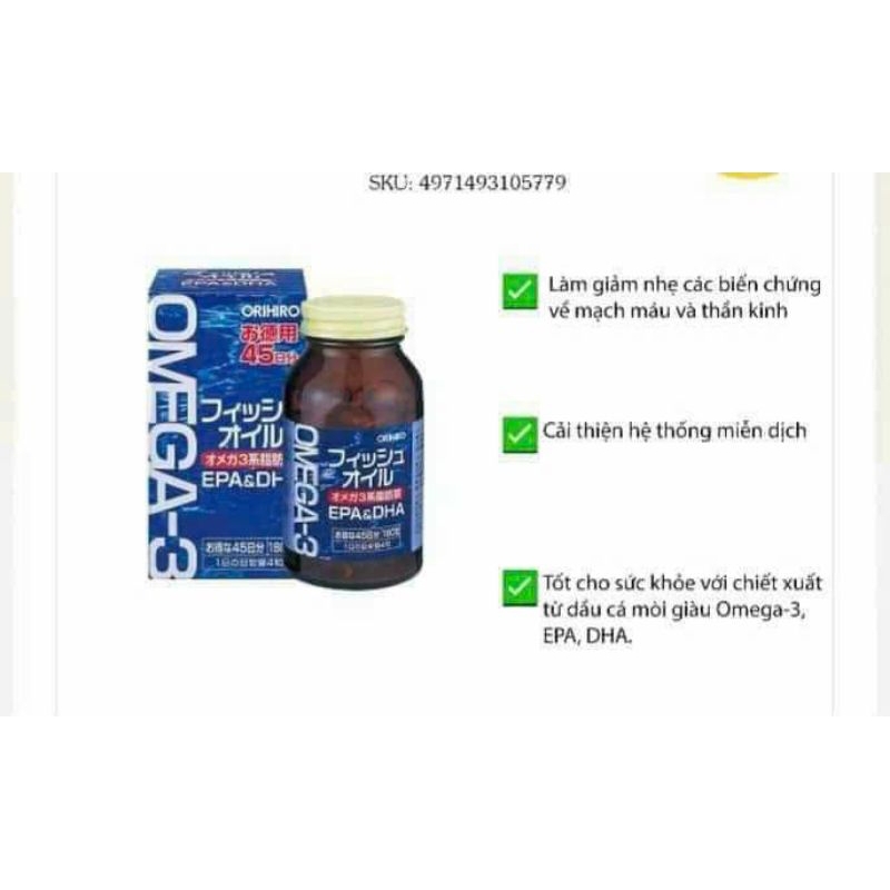 Dầu cá Omega 3 DHA/EPA ORIHIRO hộp 180v | Shopee Việt Nam