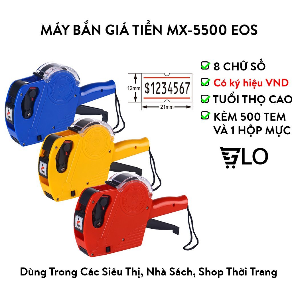 Máy Bắn Giá Tiền Có Ký Hiệu VND, Súng Bấm Giá MX-5500 EOS(Tặng Kèm 1 Lọ ...
