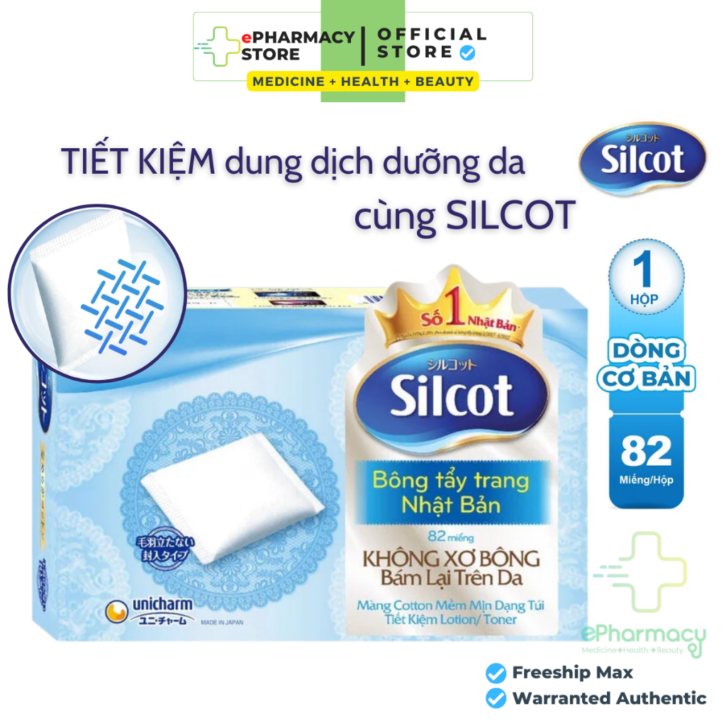 Bông tẩy trang Silcot Nhật Bản Hộp 82 miếng cao cấp - Bông Silcot ...