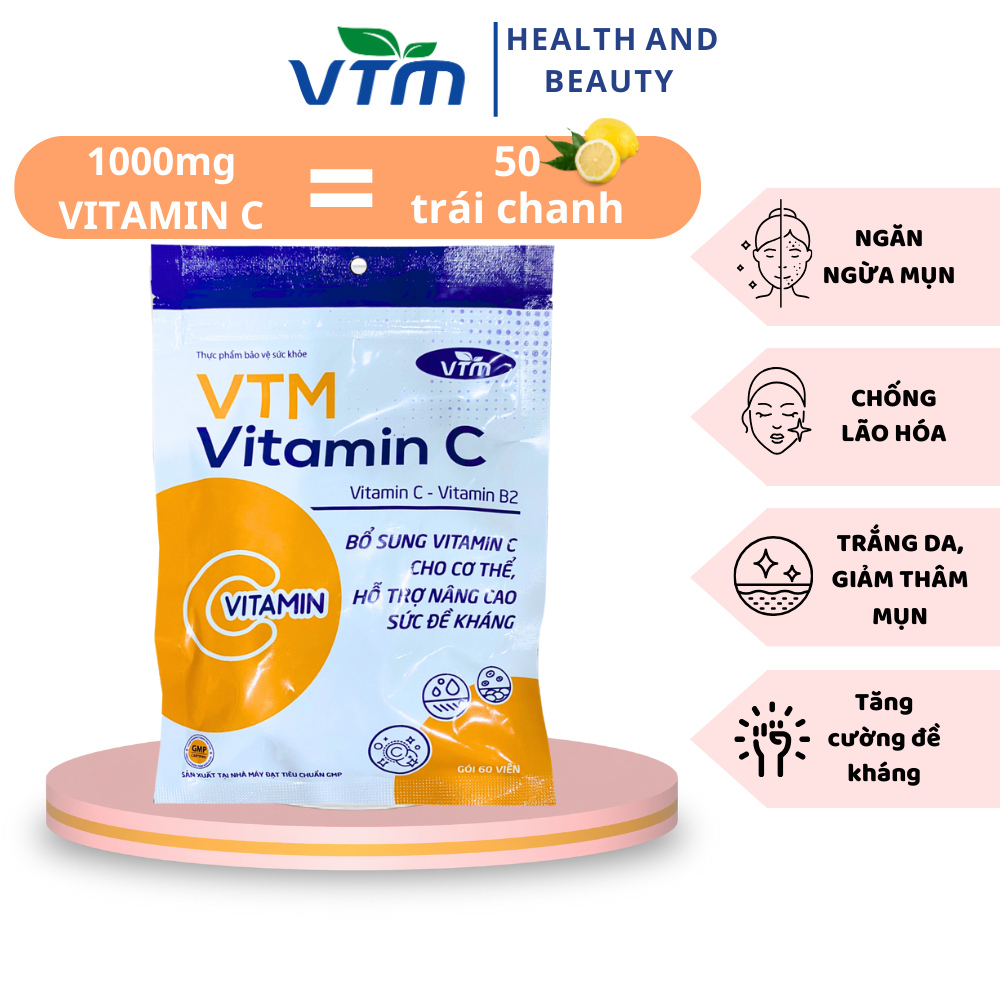 Viên uống VTM bổ sung Vitamin C gói 60 viên - 30 ngày | Shopee Việt Nam