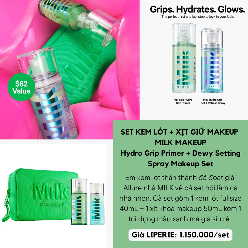 [Milk Makeup] Set kem lót và xịt giữ makeup MILK MAKEUP Hydro Grip ...