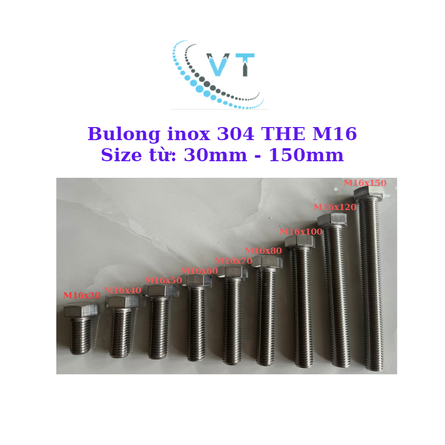 Bulong inox 304 M16 (16 li) đủ size từ 30-100mm. Set 1 bộ (Bulong + tán) | Shopee Việt Nam