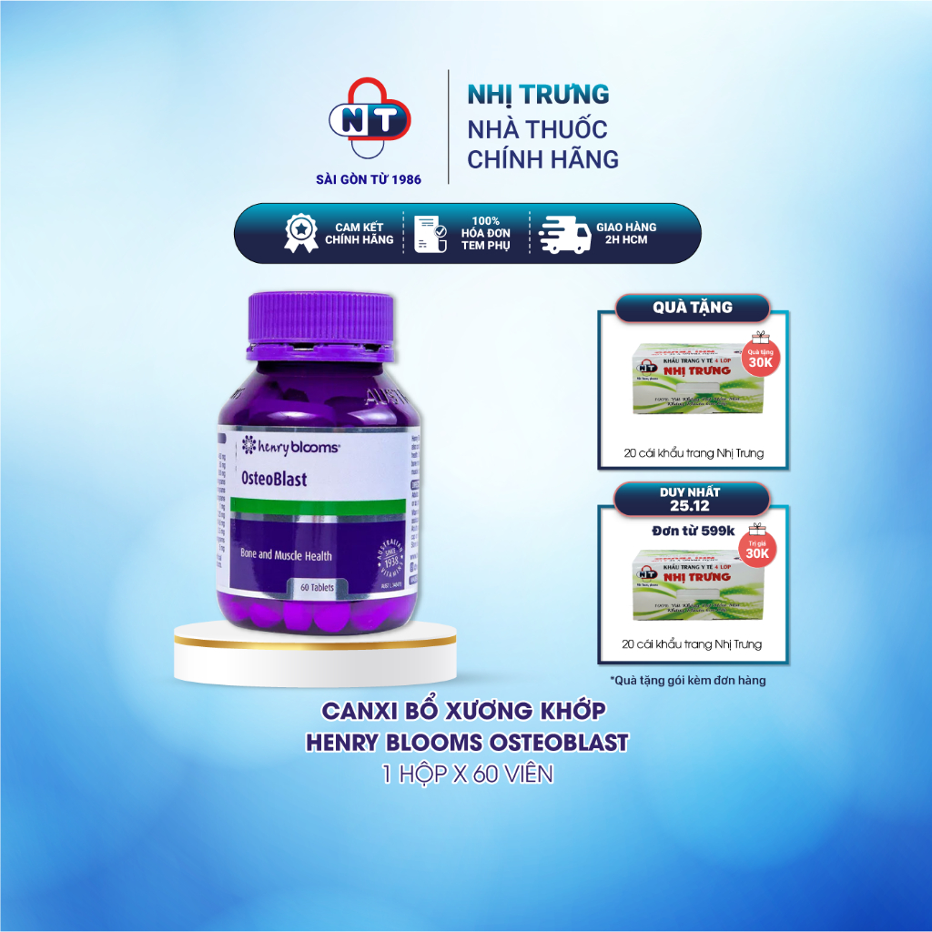 Canxi bổ xương khớp Henry Blooms Osteoblast 60 viên | Shopee Việt Nam