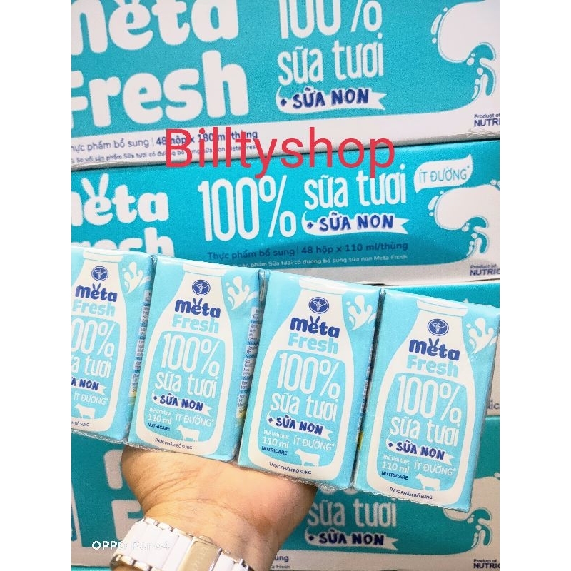 Thùng sữa non tươi Meta fresh ít đường 110ml | Shopee Việt Nam