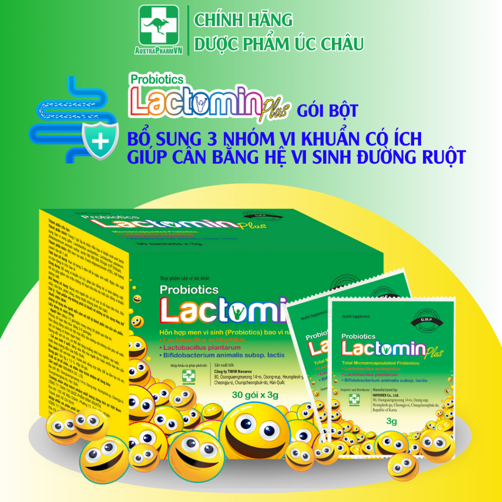 Men Vi Sinh LACTOMIN PLUS (Hàn Quốc, Gói Bột) - Giảm Tiêu Chảy, Táo Bón ...