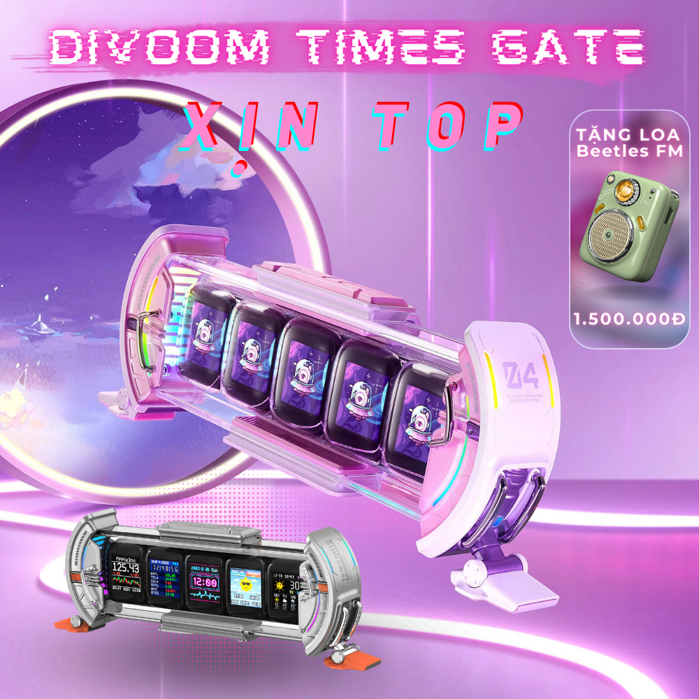 Đồng hồ Divoom Times Gate màn hình qua app màu RGB, đồng hồ Times Gate ...