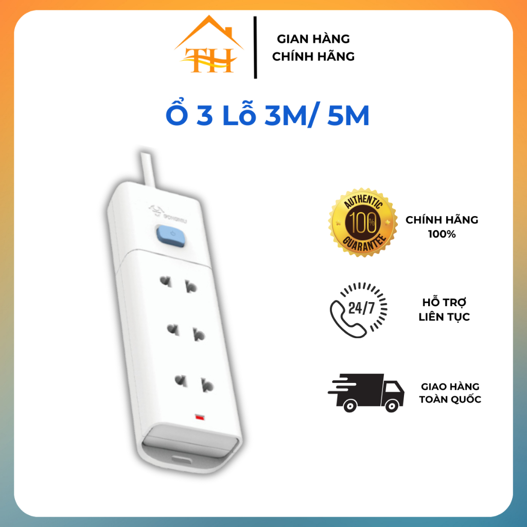 Ổ Cắm Điện Gongniu Đa Năng 3 Ổ 1 Công Tắc 2500W – V1030 Dây Dài 3M/ 5M Cam Kết Chính Hãng ...