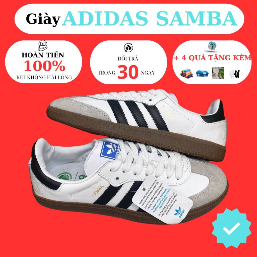 Giày Thể Thao Adidas Samba Trắng Đế Nâu, giầy adidas samba trắng 3 sọc ...