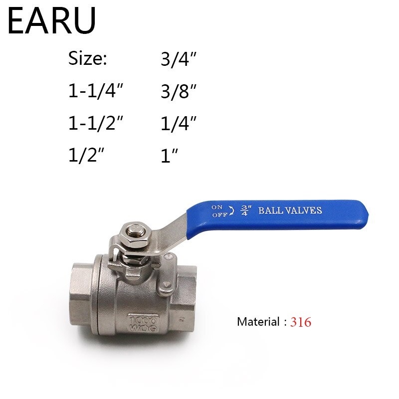 van tay gạt bi 2 đầu ren trong inox Inox DN8, DN10, DN15, DN20, DN25 ...
