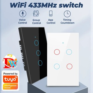 Công tắc đèn thông minh 10A cảm ứng wifi Tuya + RF433 smart life âm thanh giọng nói alexa ...