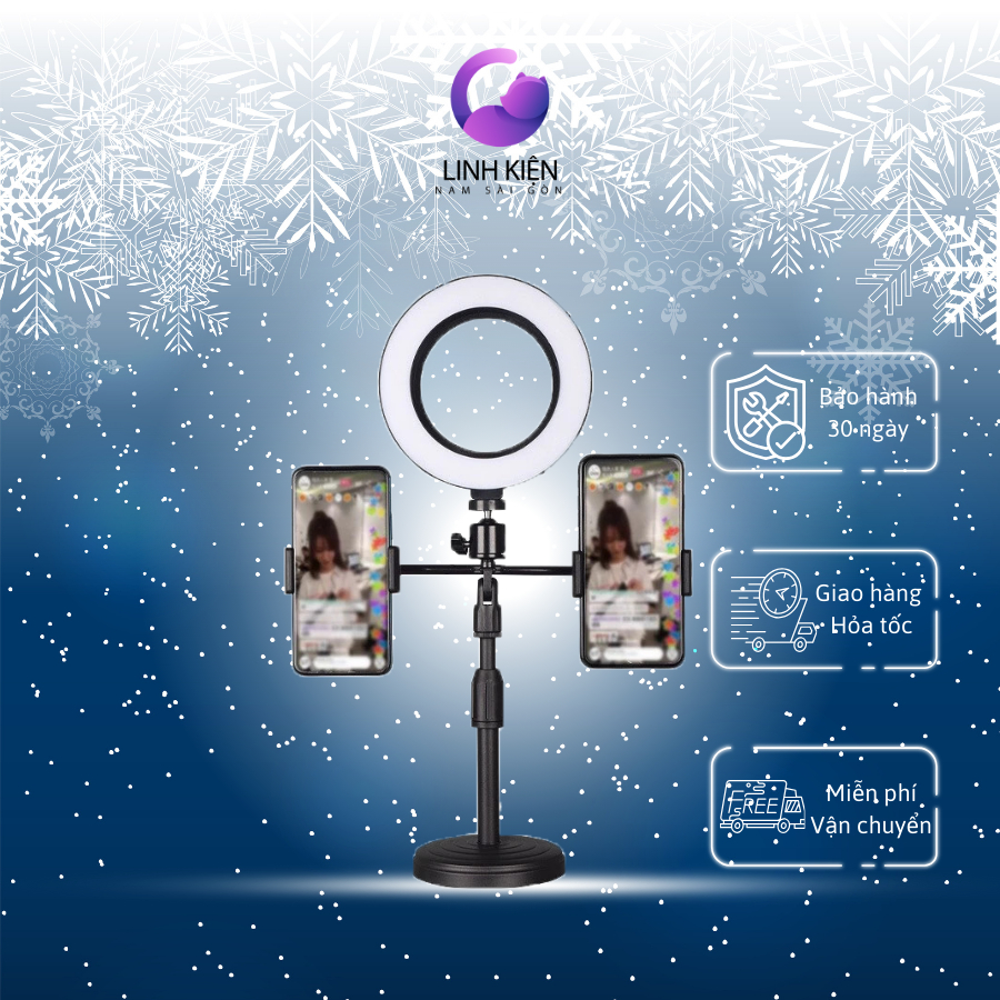 ĐÈN LED LIVESTREAM 16CM M16 LOẠI 1 SIZE LỚN SIÊU SÁNG 3 IN 1 (2 GIÁ ĐỠ KẸP ĐIỆN THOẠI) GIỐNG MẪU ...