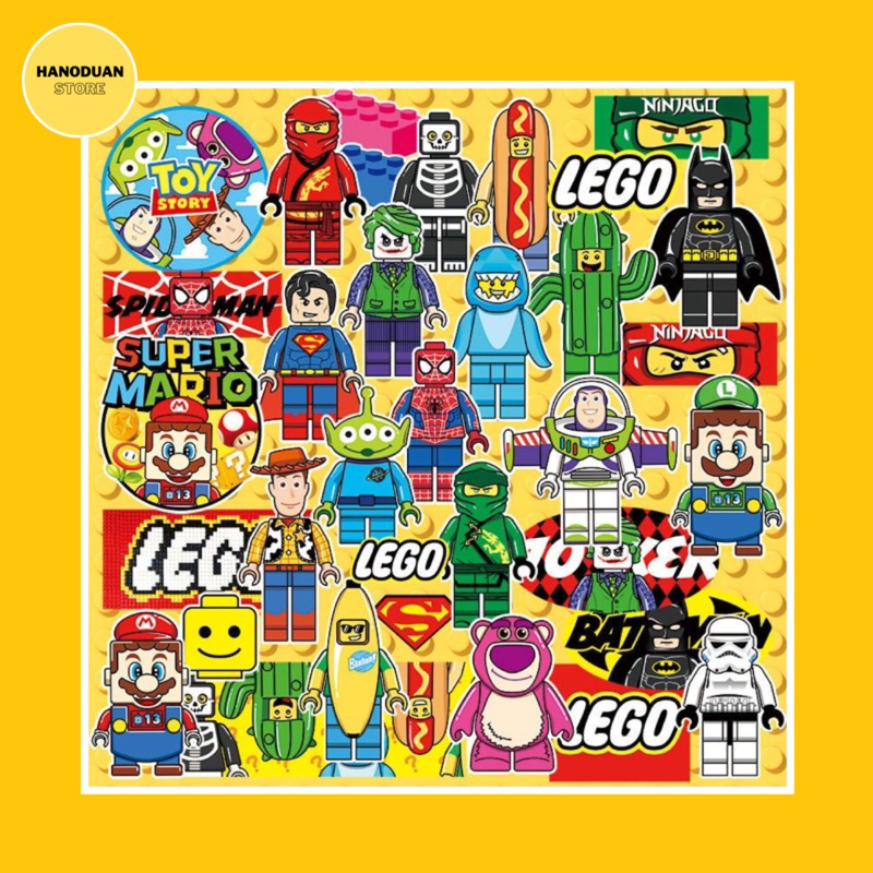 Bộ Sticker Lego 30 Cái Dán Mũ Bảo Hiểm, Laptop, Vali, Trang Trí PVC ...