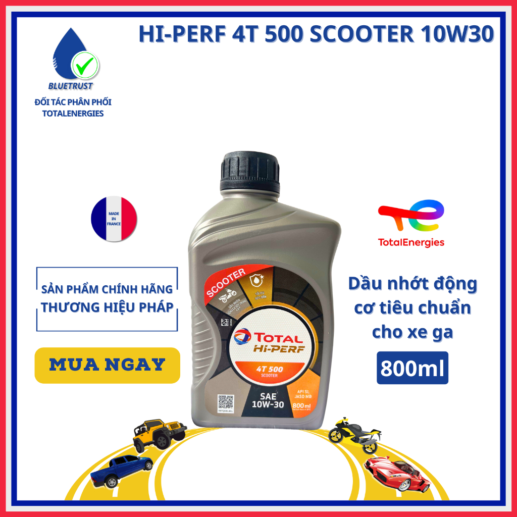 Dầu Nhớt Xe Tay Ga TOTAL HI PERF 4T 500 SCOOTER 10W30 - 800ml | Shopee Việt Nam