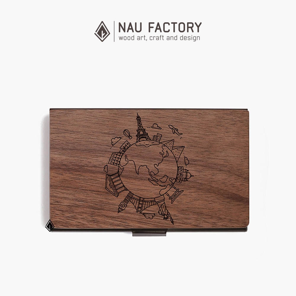 Hộp đựng Name Card, Danh Thiếp, Thẻ ATM cao cấp bằng gỗ Walnut NAU ...