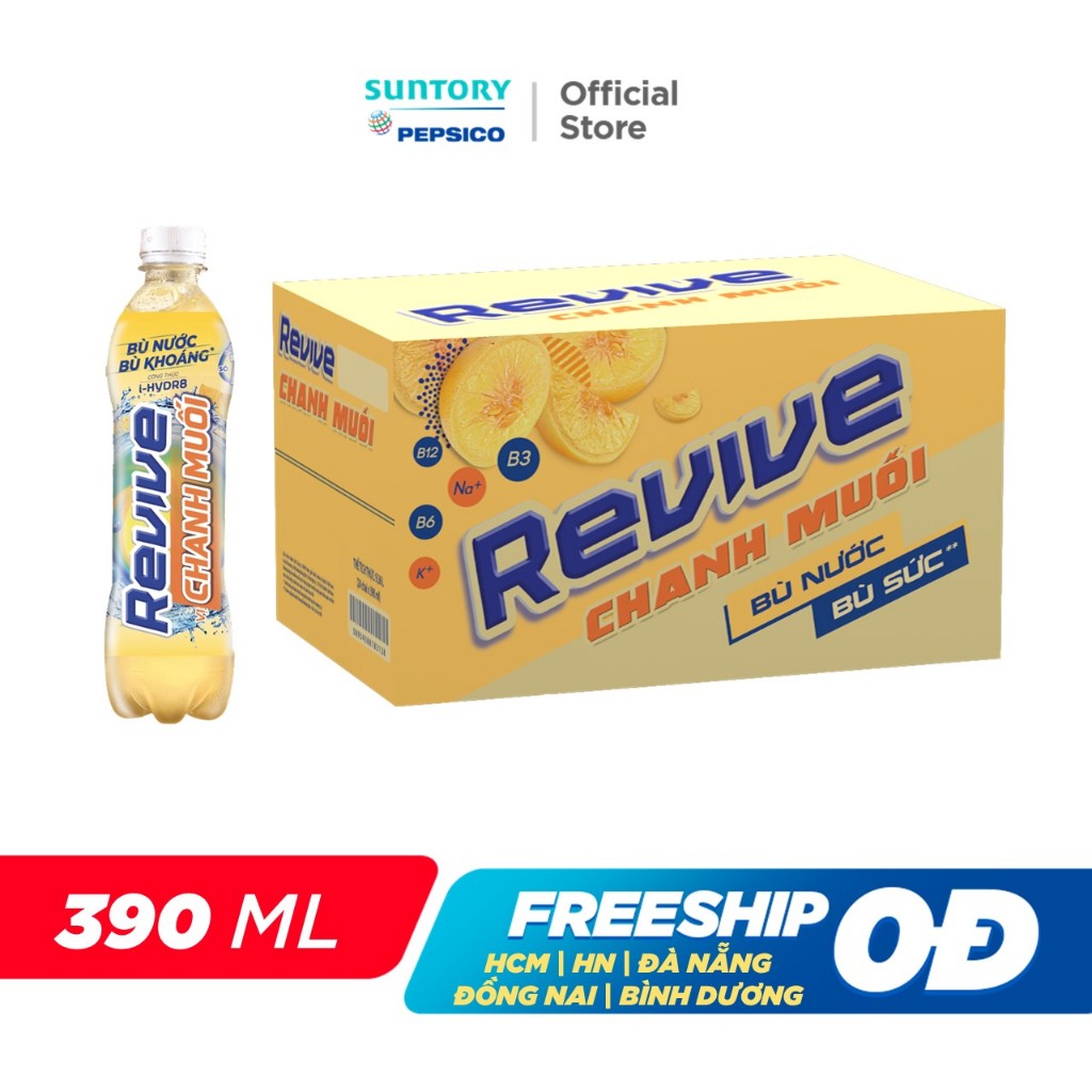 Thùng 24 Chai Nước Giải Khát Revive Chanh Muối (390ml/chai) | Shopee Việt Nam