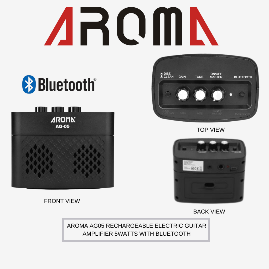 [Chính Hãng] Loa Ampli Guitar Điện Mini Aroma AG-05 Bluetooth Pin Sạc | Shopee Việt Nam