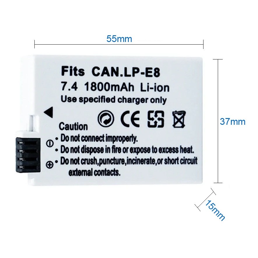 PIN MÁY ẢNH CANON LP-E8 7.4V 1800mAh, DÀNH CHO CANON EOS 550D, 600D ...