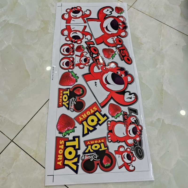 Tem set gấu dâu lotso dán trang trí xe máy kích thước 20x60cm | Shopee ...
