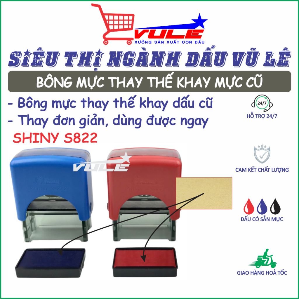 Bông mực thay thế khay mực con dấu Shiny S822 ( Mã khay mực S822) | Shopee Việt Nam
